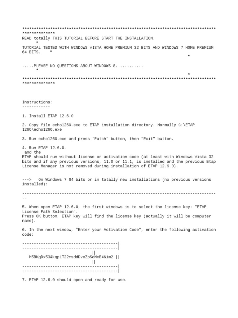 Tutorial Install Etap 12 | PDF | Windows 7 | Microsoft Windows