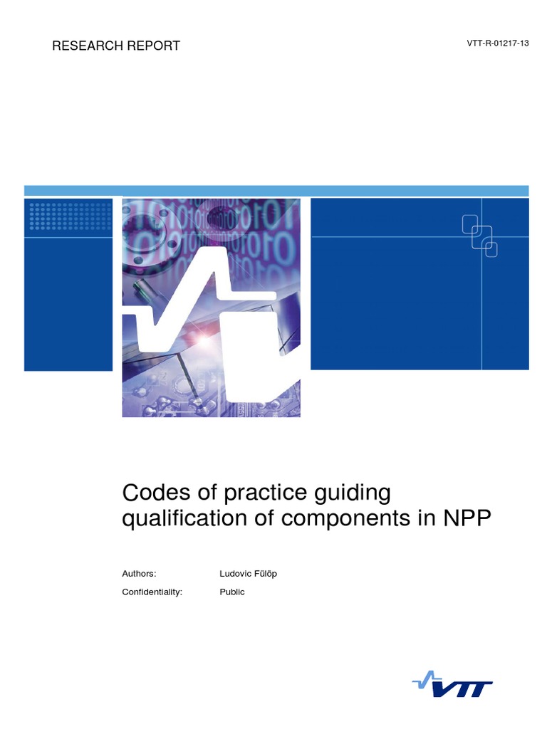 Codes of Practice Guiding Qualification of Components in NPP | PDF ...