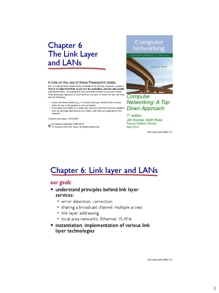 The Link Layer and Lans: Our Goals | PDF | Ethernet | Network Switch