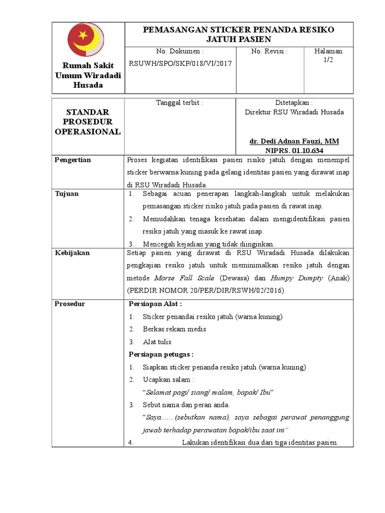 Spo Pemasangan Sticker Risiko Jatuh | PDF