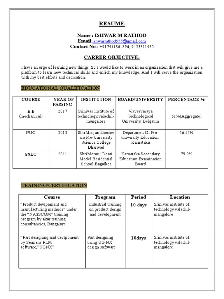 Ishwar Resume | PDF | Engineering | Science