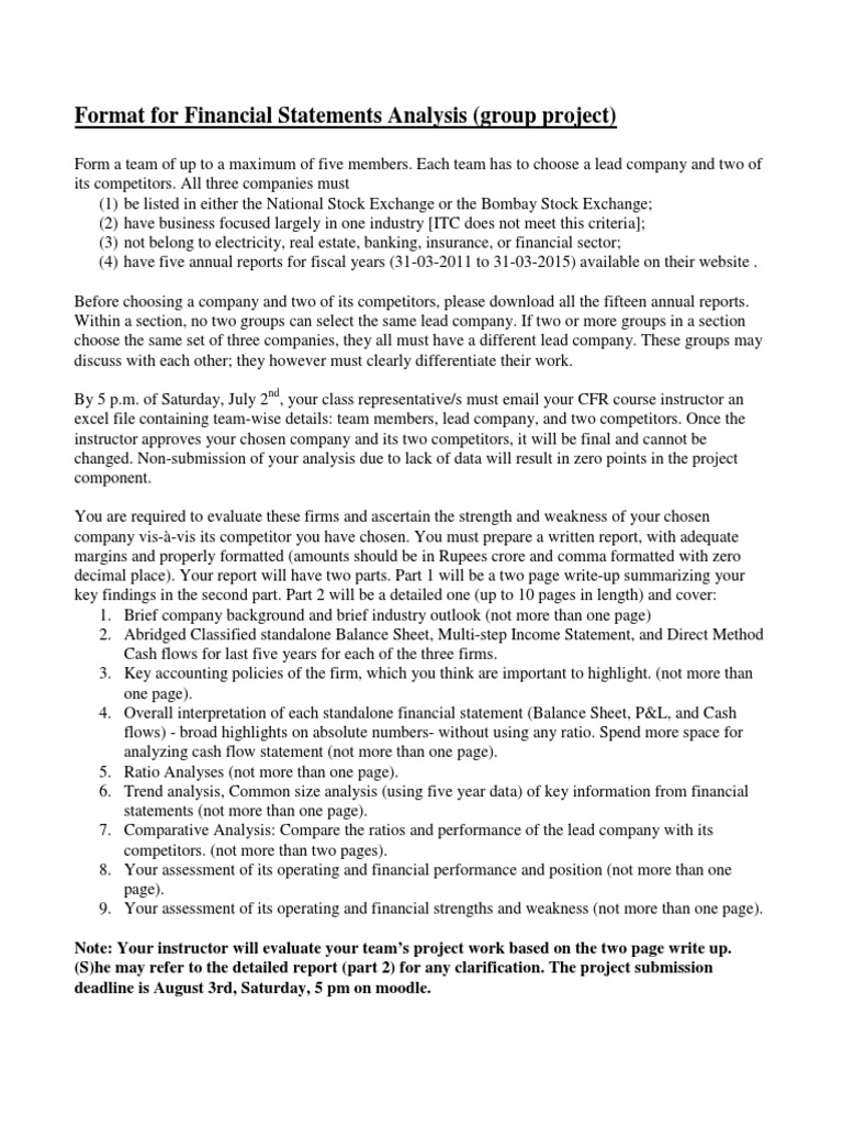 Financial Statements Analysis-Project | PDF | Income Statement ...