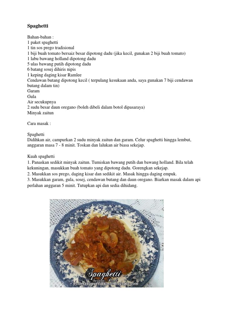 Cara Membuat Spaghetti | PDF