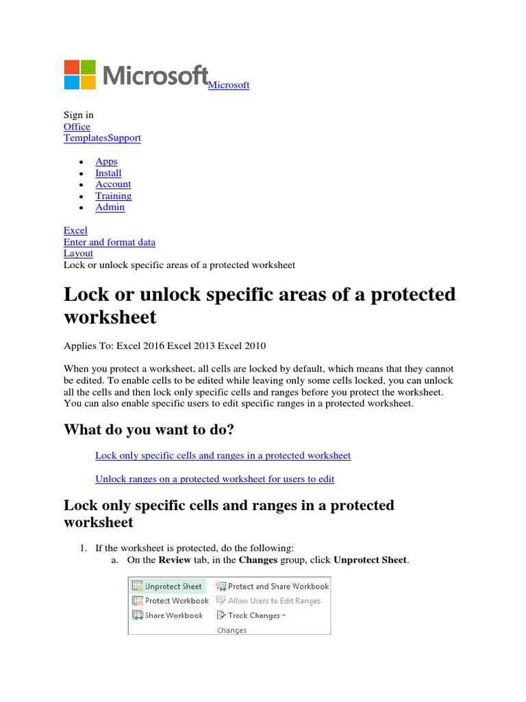 Lock or Unlock Specific Areas of A Protected Worksheet: What Do You ...