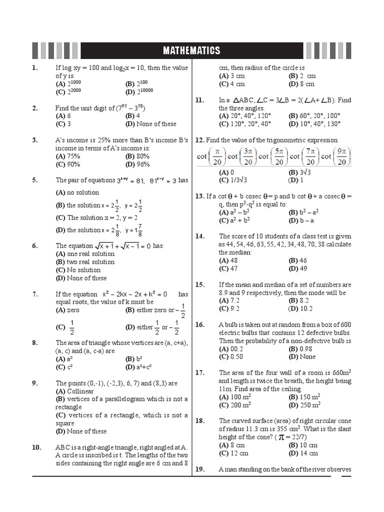 Math and Science Quiz Questions | PDF | Triangle | Rectangle