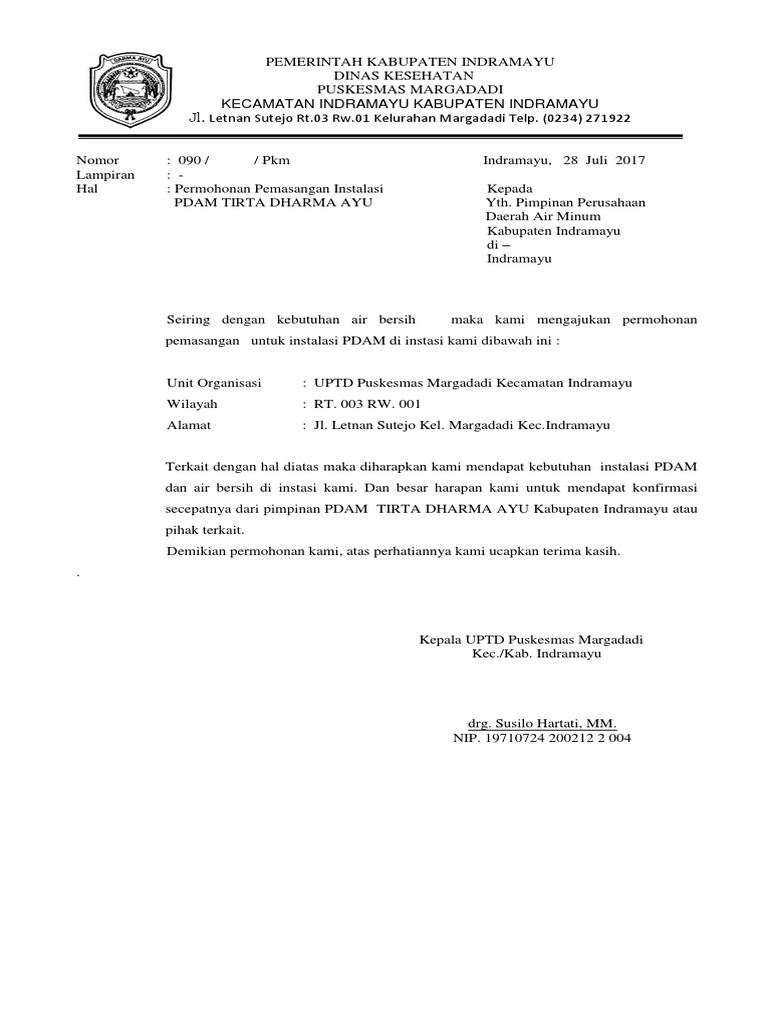 Surat Permohonan Pdam Cibinong | PDF