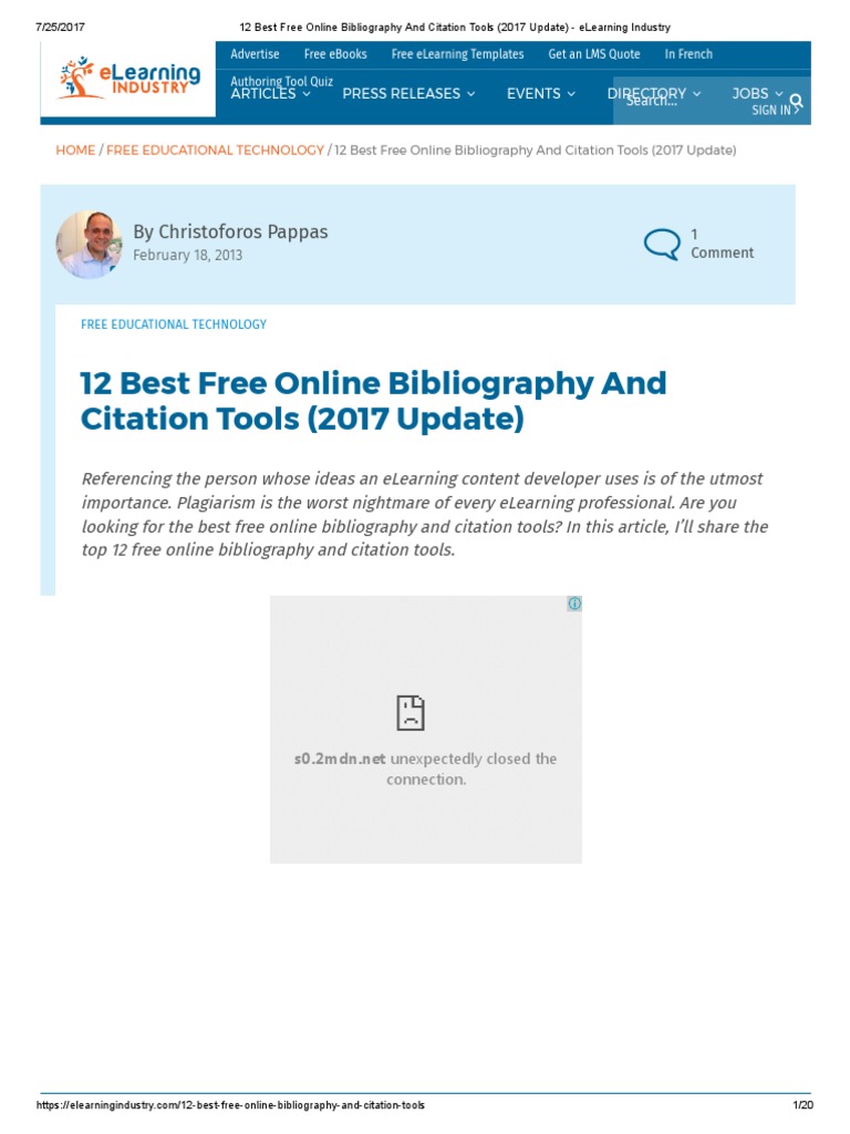 12 Best Free Online Bibliography and Citation Tools (2017 Update) - ELearning Industry | PDF ...