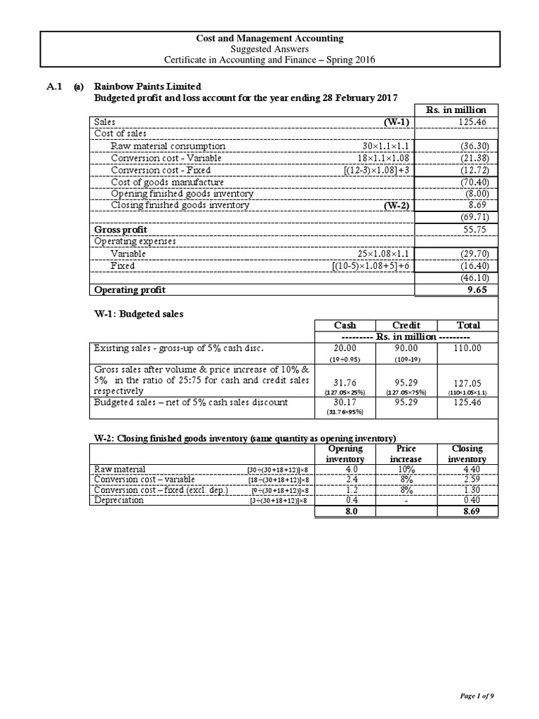 Icap Cost Past Paper Pdf Internal Rate Of Return Inventory