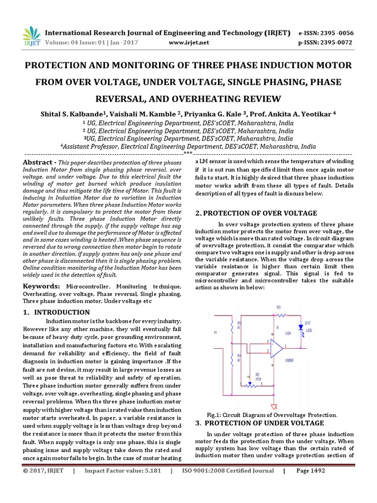 Protection and Monitoring of Three Phase Induction Motor From Over ...