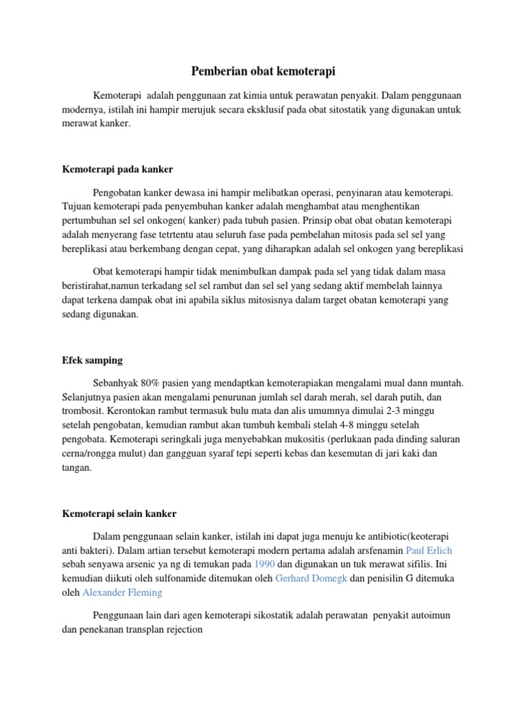 Pemberian Obat Kemoterapi | PDF