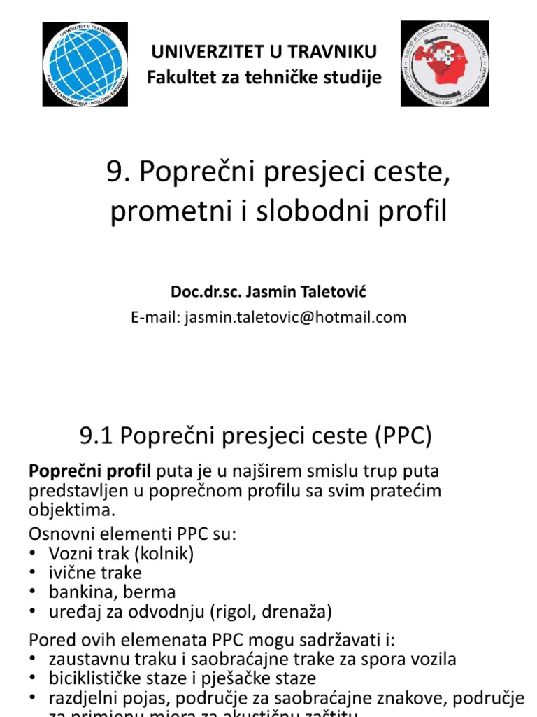 Poprečni Presjeci Ceste, Prometni I Slobodni Profil | PDF