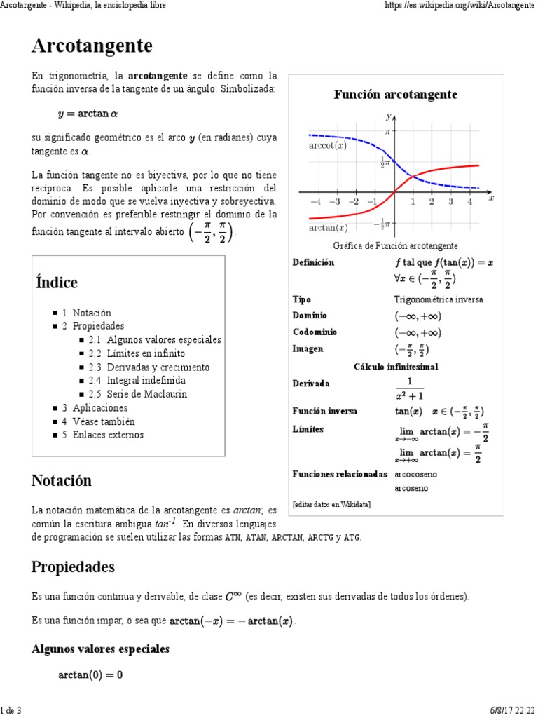 Arcotangente | PDF | Trigonometría | Función (Matemáticas)