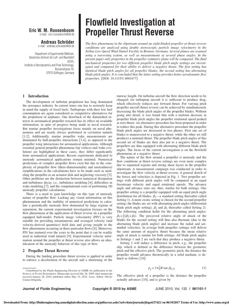 Flowfield Investigation at Propeller Thrust Reverse | PDF | Propeller ...