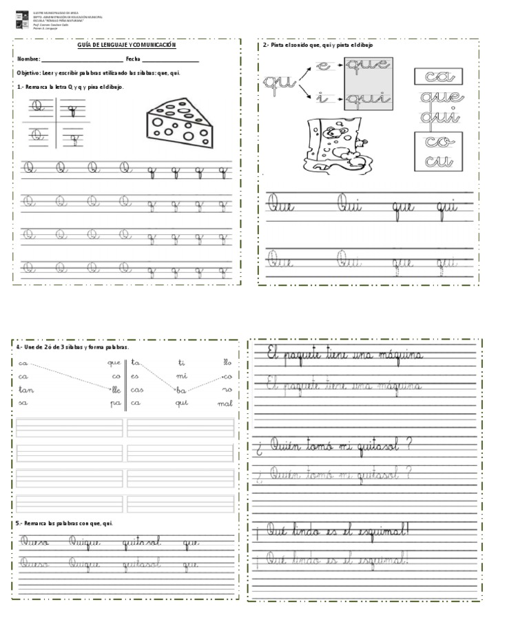 Guía de Letra Que, Qui | PDF