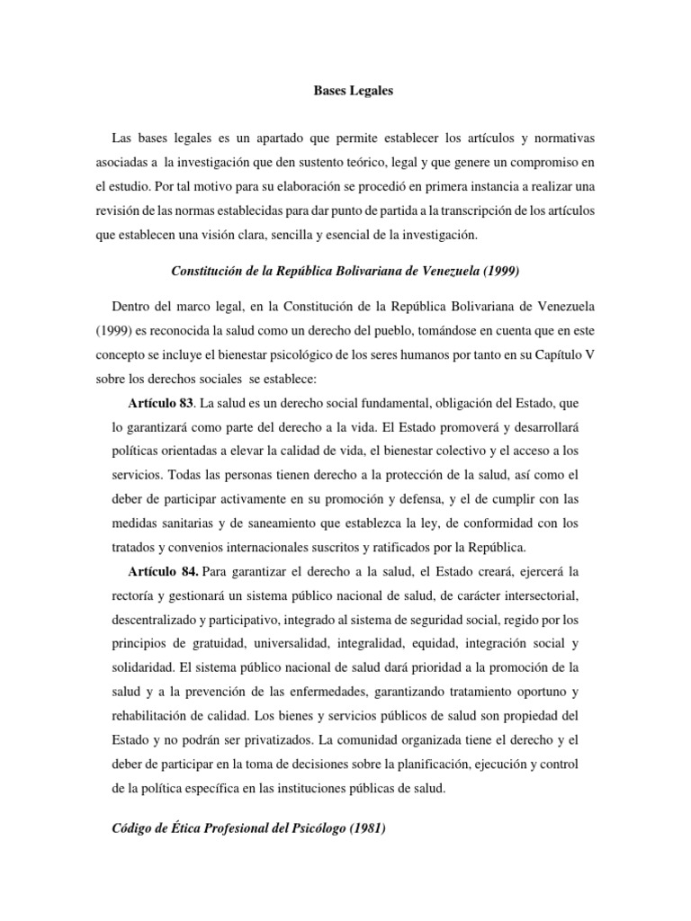 Ejemplo Bases Legales | Psicología | Calidad (comercial)