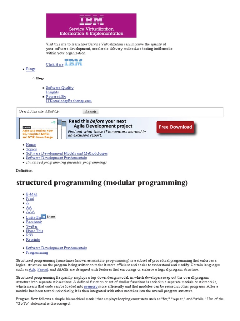 C Is Structure Oriented Programming Language Pdf Modular Programming Software Development
