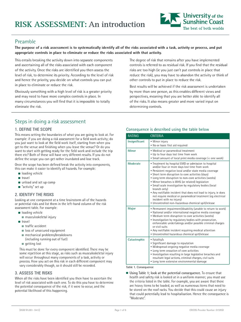 Risk Assessment An Introduction | Download Free PDF | Personal ...
