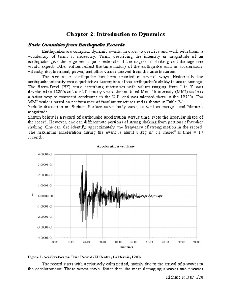 Chapter 2: Introduction To Dynamics: Basic Quantities From Earthquake ...
