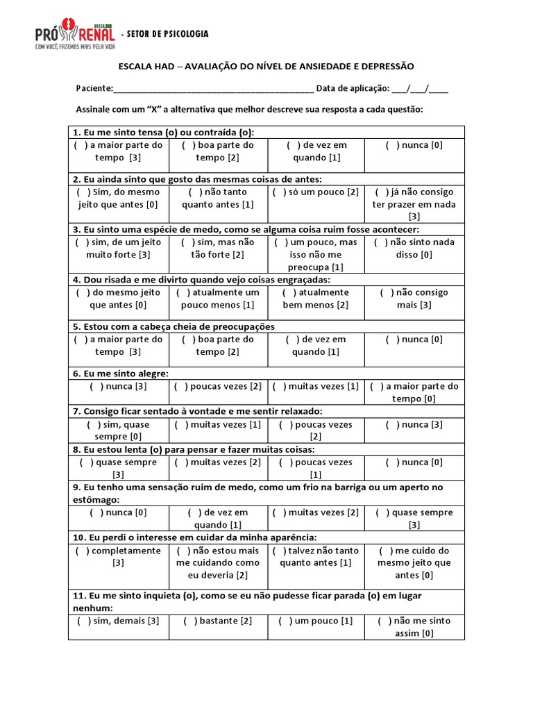 Avaliação do nível de ansiedade e depressão de um paciente através da ...