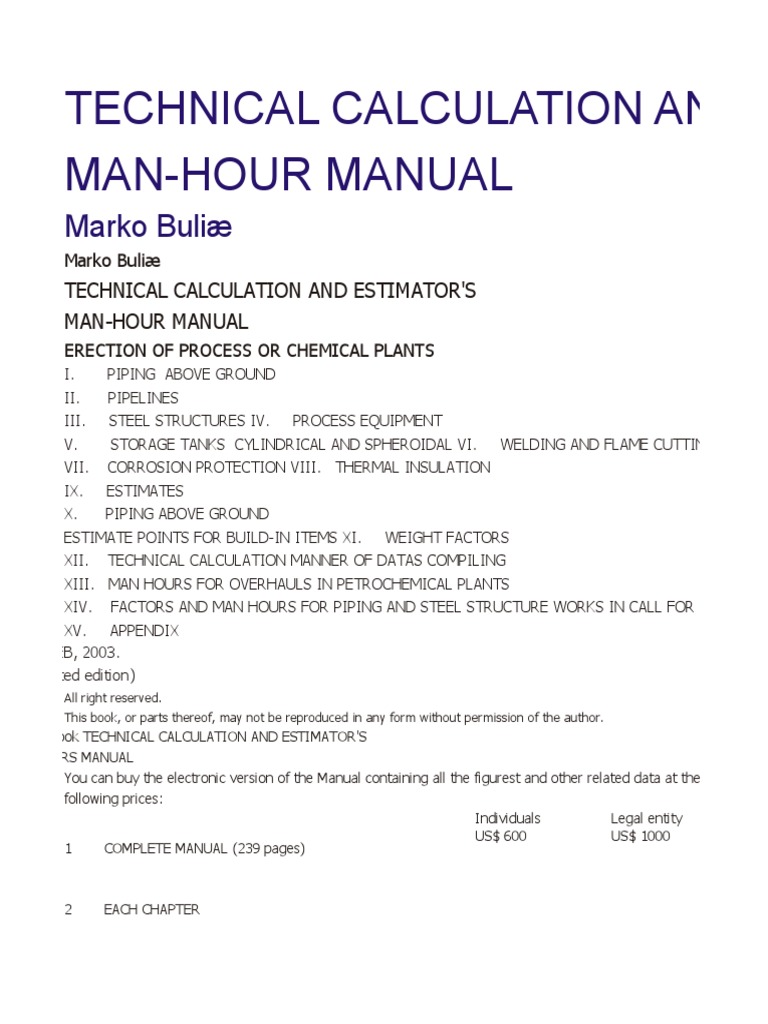 Estimation Man Hour | PDF | Pipe (Fluid Conveyance) | Scaffolding