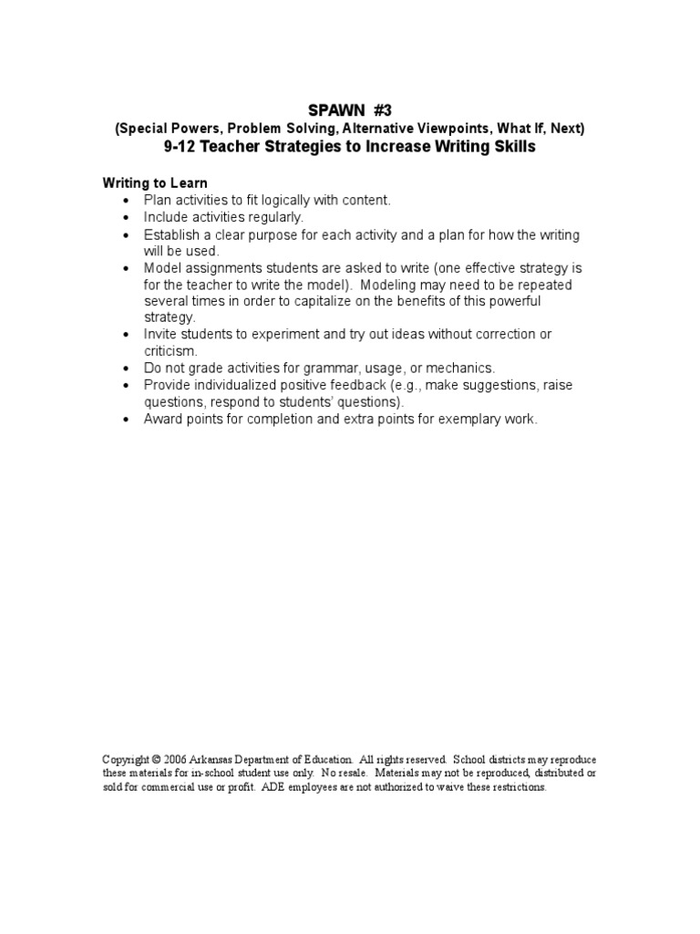 912 Writing To Learn Spawn | PDF | Adolescence | Traffic Collision