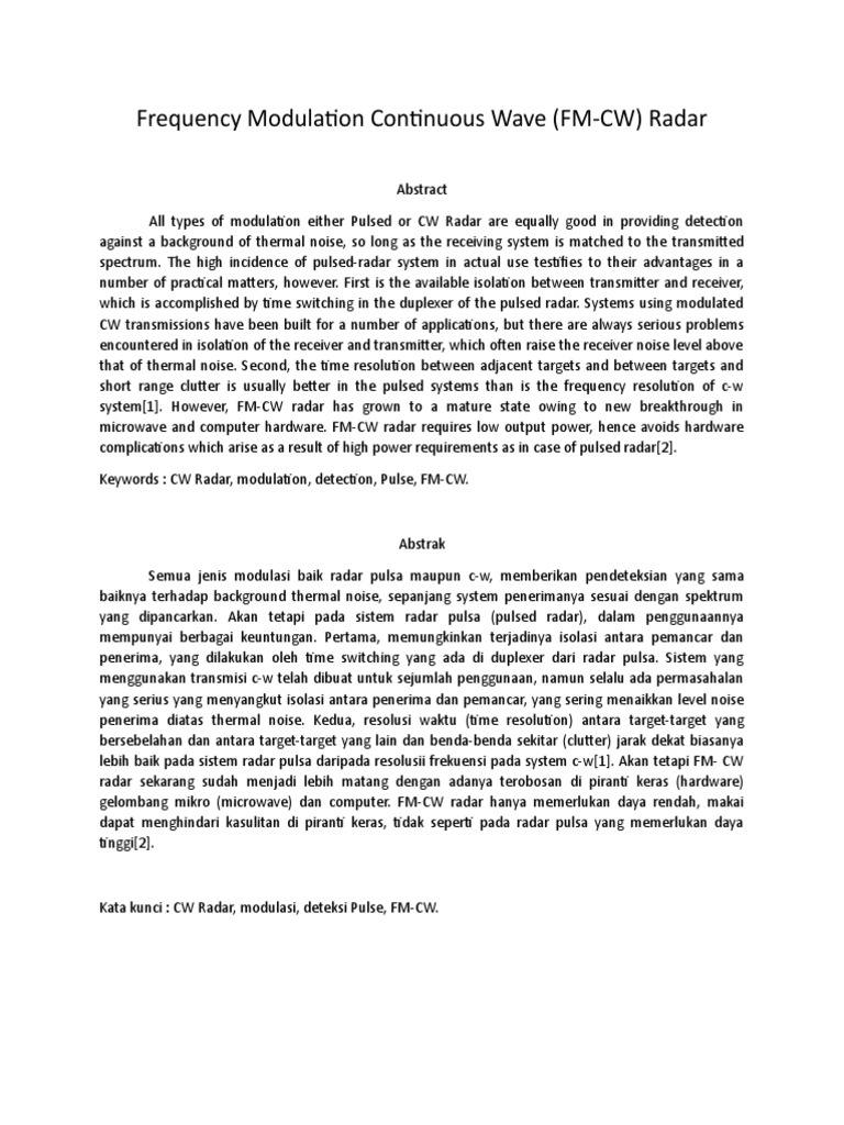 Frequency Modulation Continuous Wave | PDF