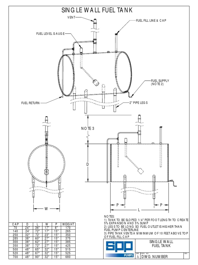 Deposito Diessel-Newberry - Data Sheet - Drawing - Single Fuel Tank PDF ...