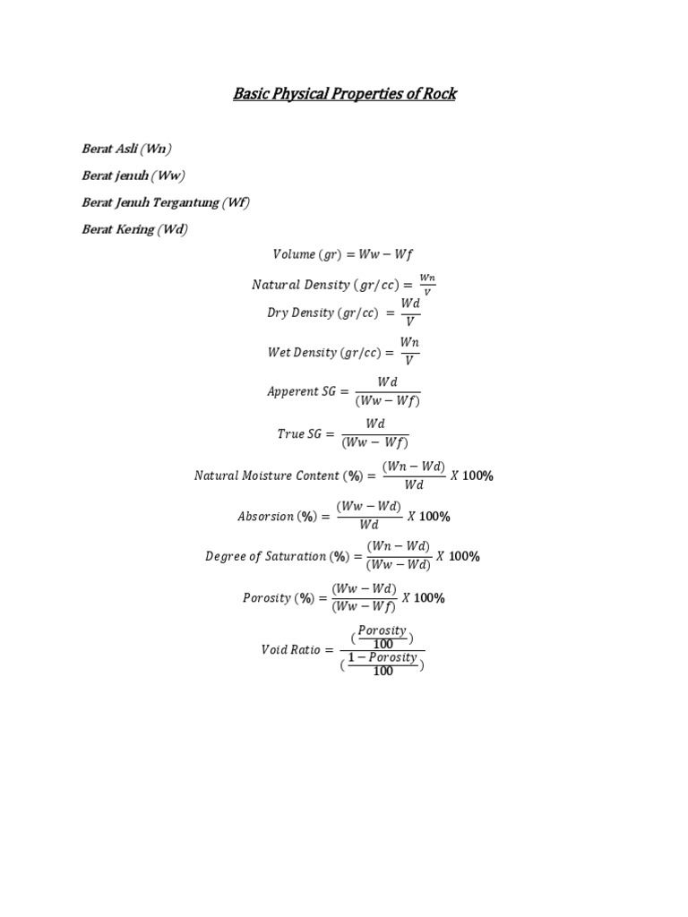 Basic Physical Properties of Rock | PDF
