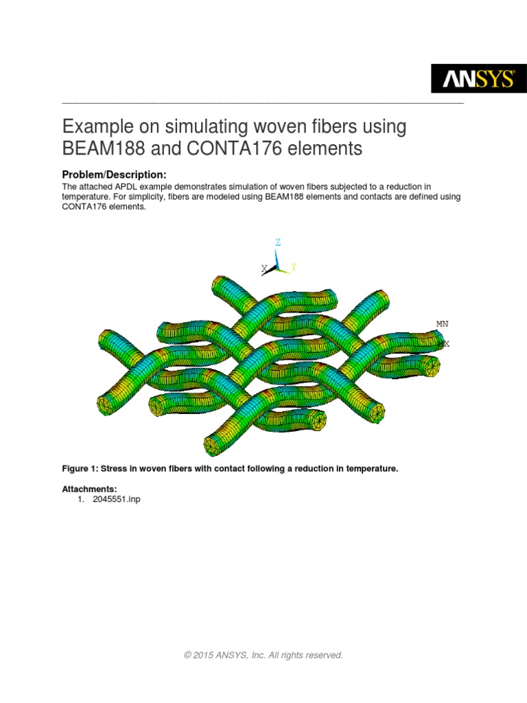Example On Simulating Woven Fibers Using BEAM188 and CONTA176 PDF | PDF