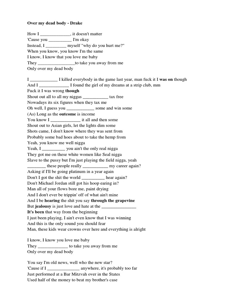 Over My Dead Body Fill in | PDF | Leisure