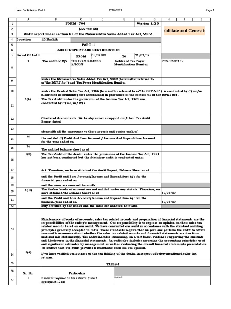Form 704 | PDF | Financial Statement | Taxes