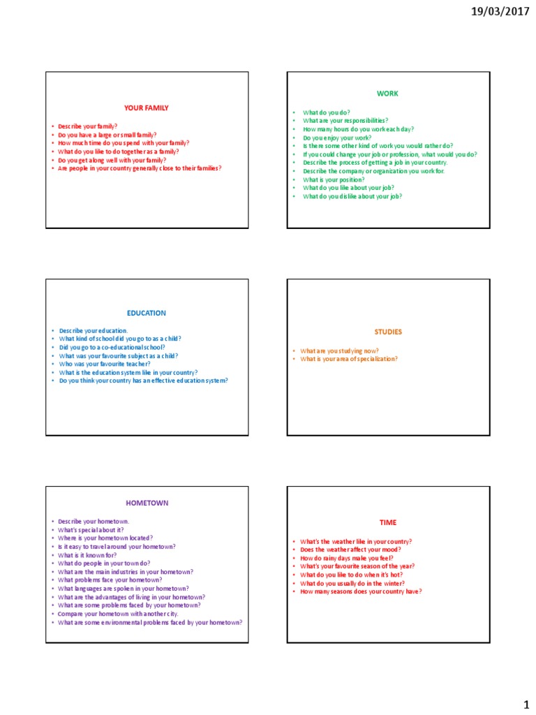 100 Questions in Ielts Speaking Part | PDF | Wedding | Bride