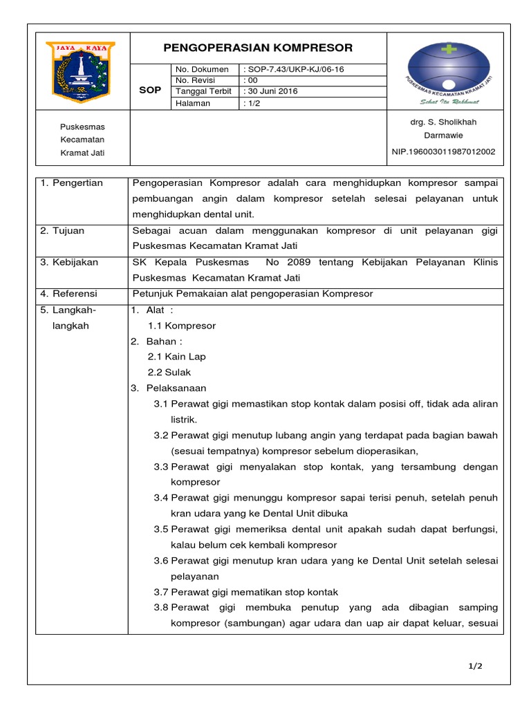 Sop Kompresor | PDF