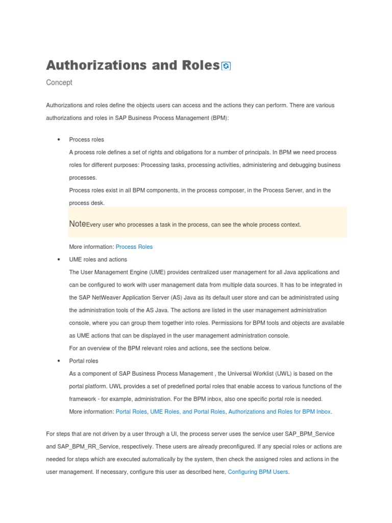 SAP BPM Roles and Access Controls | PDF | Business Process | Business ...