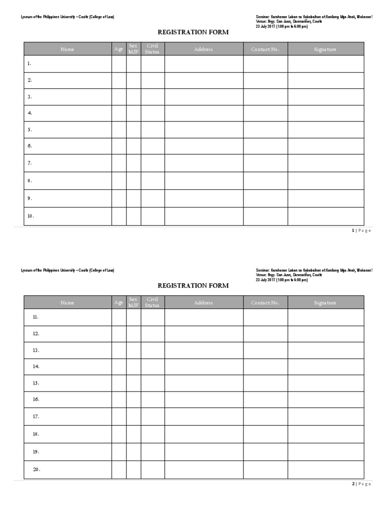 Registration Form GRP 2 | PDF | Violence