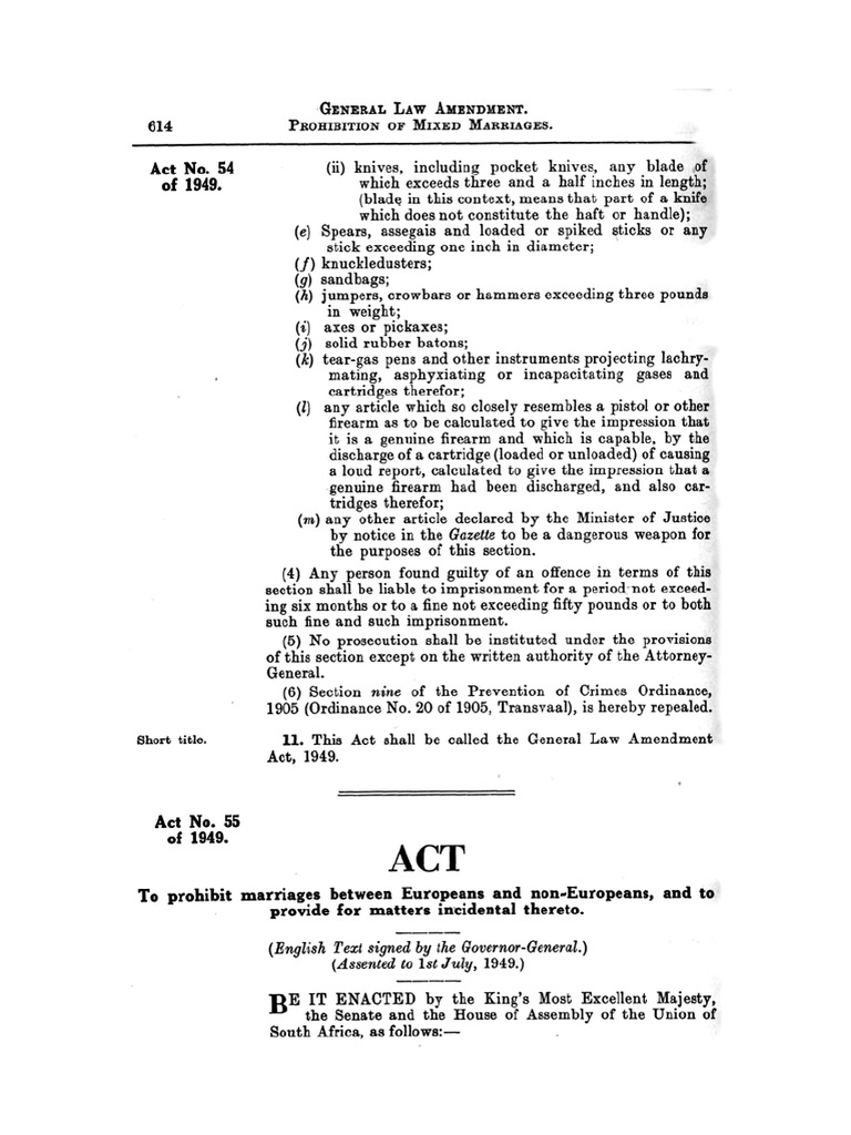 Mixed Marriages Act - 1949 | PDF