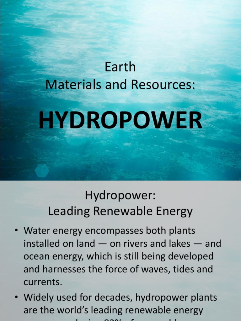Earth Materials and Resources:: Hydropower | PDF