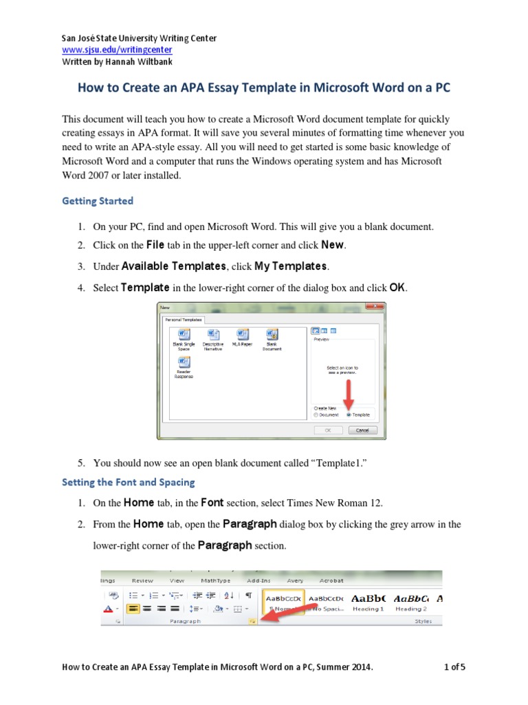 APA Essay Template | Download Free PDF | Microsoft Word | Page Layout