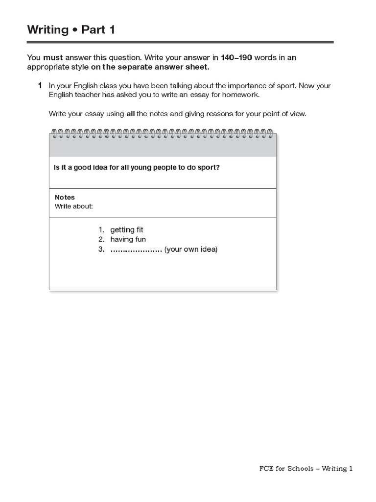 FCE For Schools-Writing | PDF