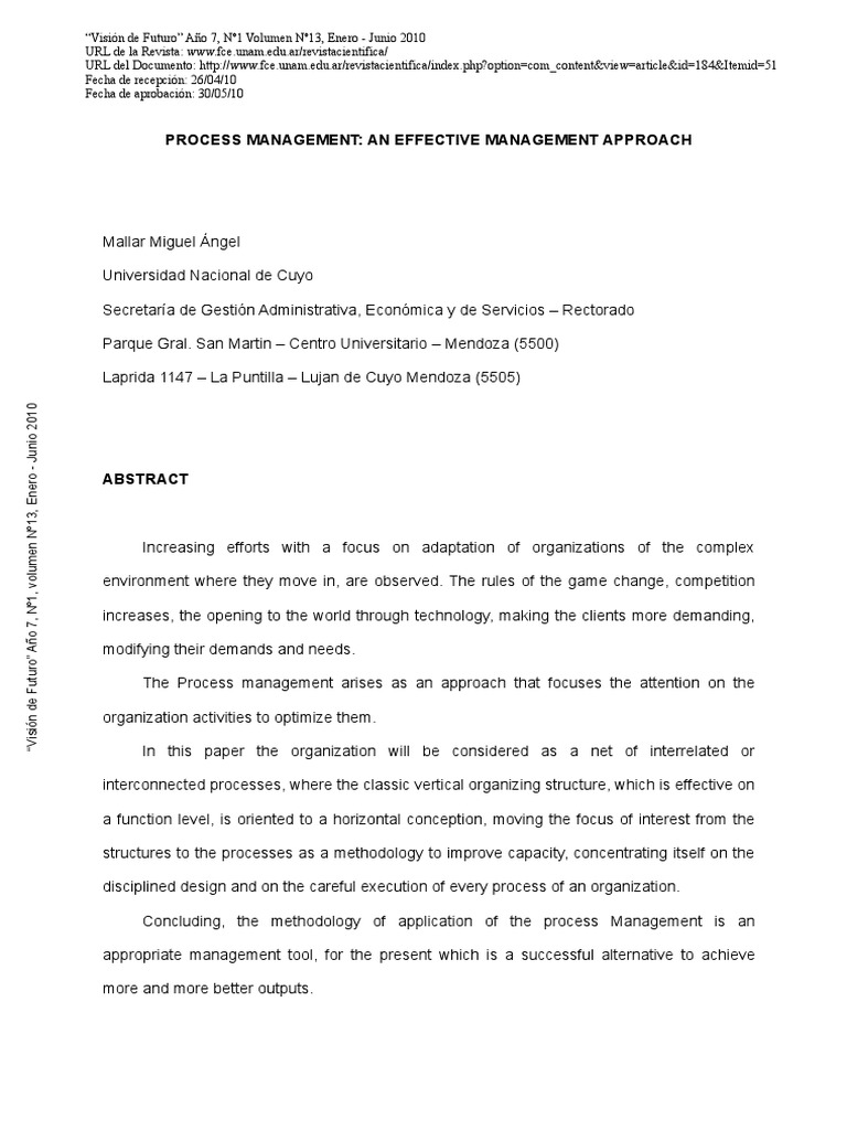 Process Management: An Effective Management Approach | PDF | Business ...