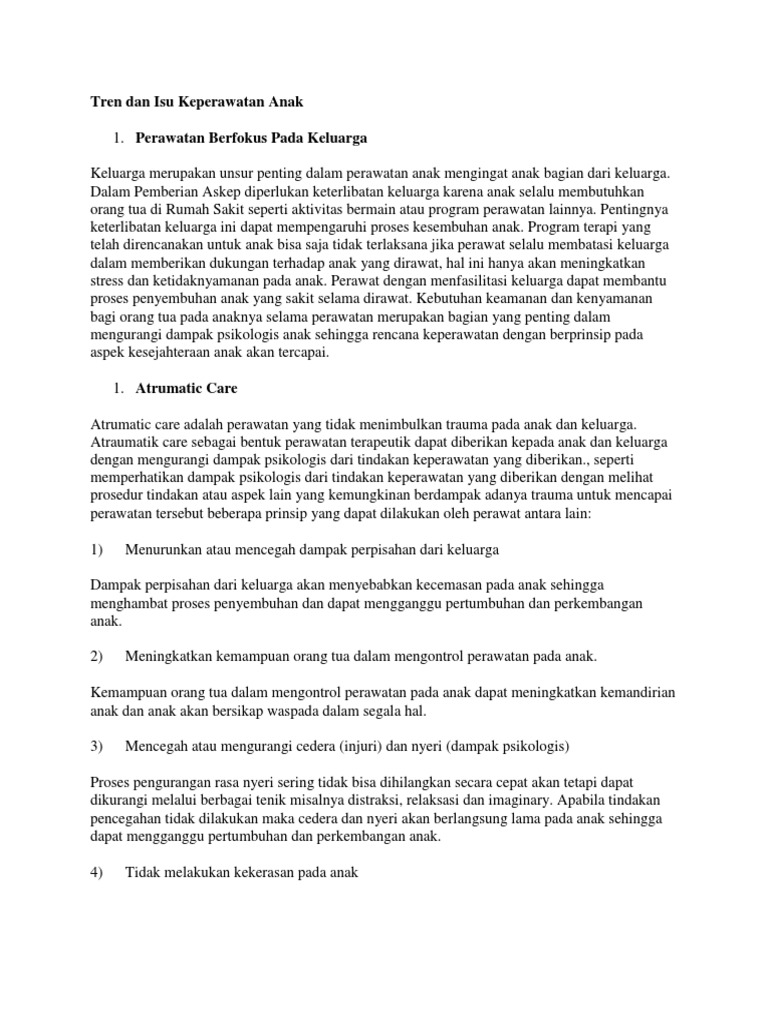 Tren Dan Isu Keperawatan Anak | PDF | Pengembangan Diri