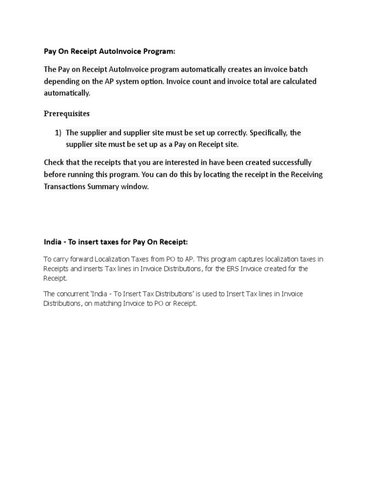 PO Receipt To Invoice (Autoinvoice) | PDF