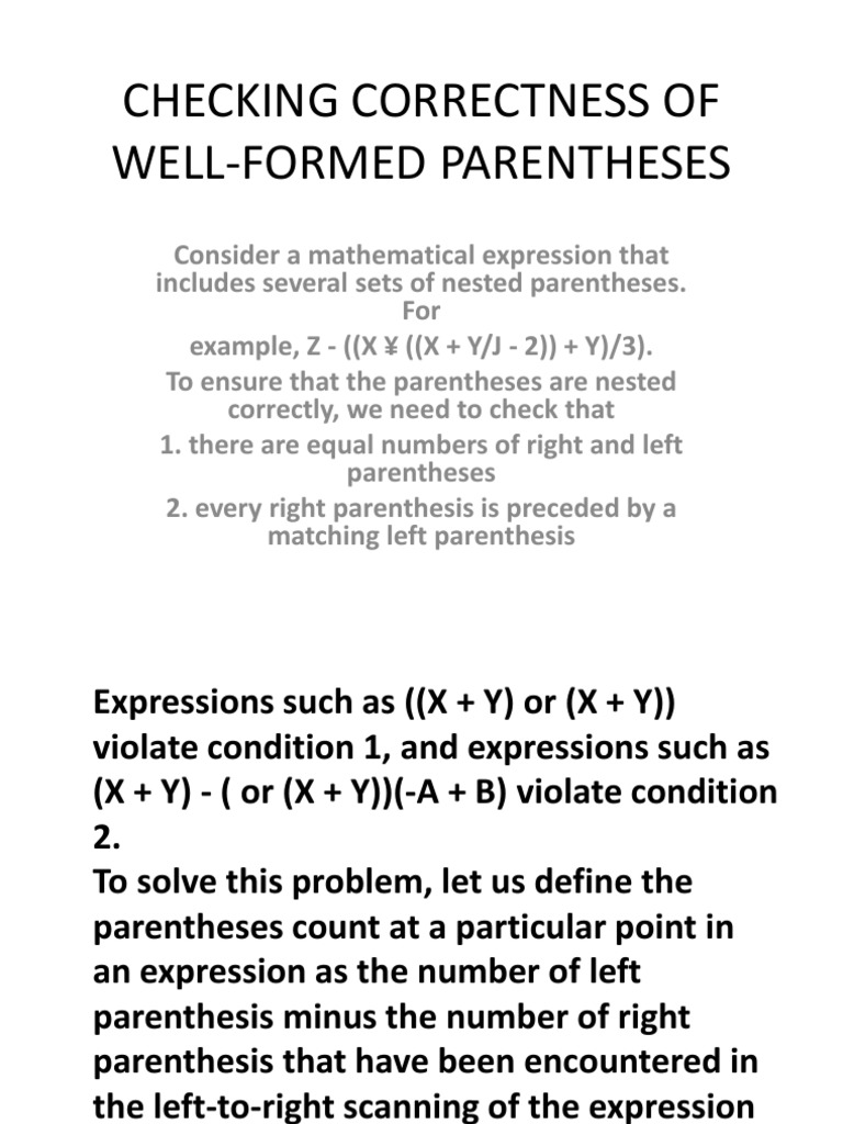 Checking Correctness of Well-Formed Parentheses | PDF | Bracket | Areas ...
