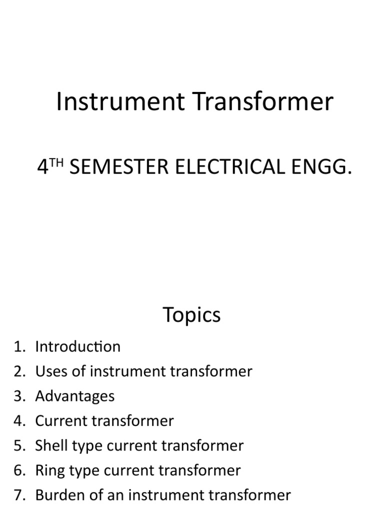 Instrument Transformer Ppt | Transformer | Electric Current