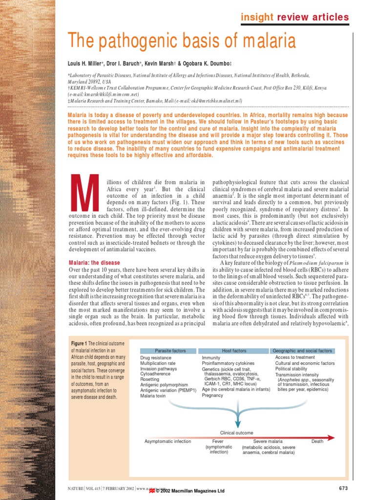 The Pathogenic Basis of Malaria: Insight | PDF | Plasmodium Falciparum ...