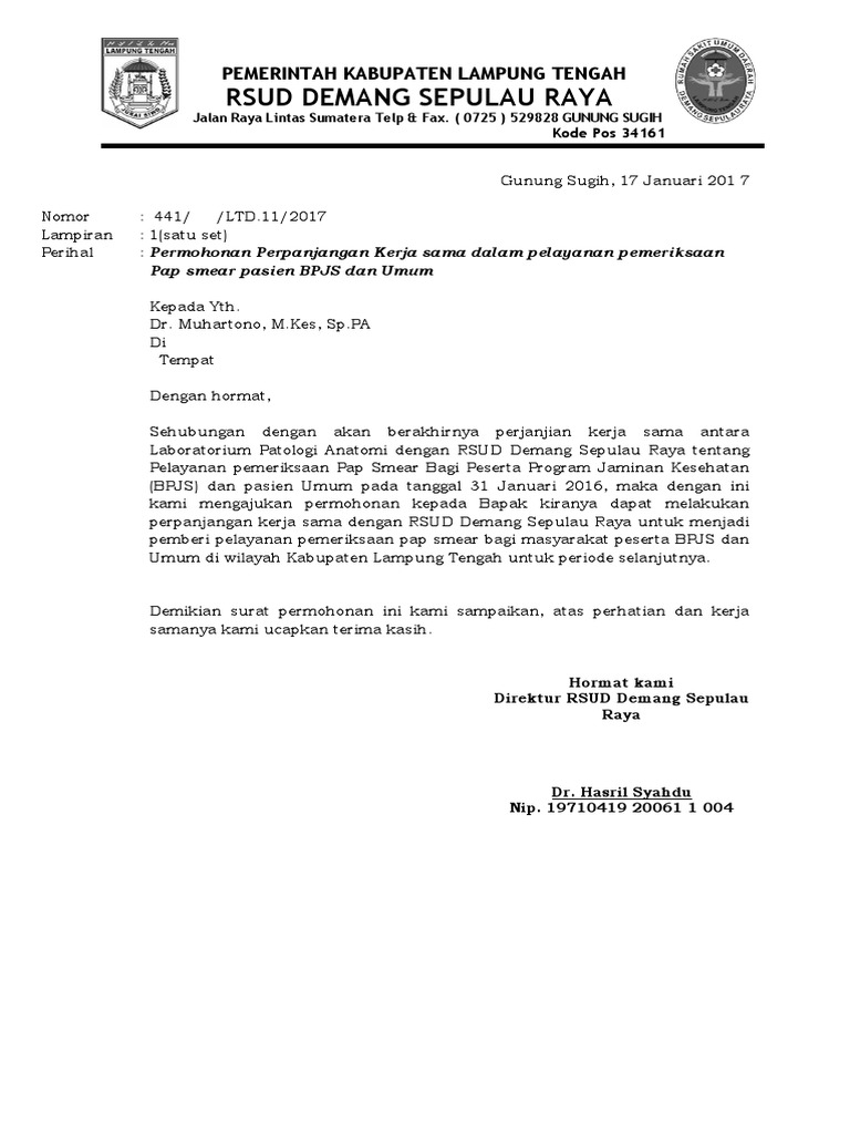 Permohonan Perpanjangan Kerja Sama Dengan Bpjs | PDF