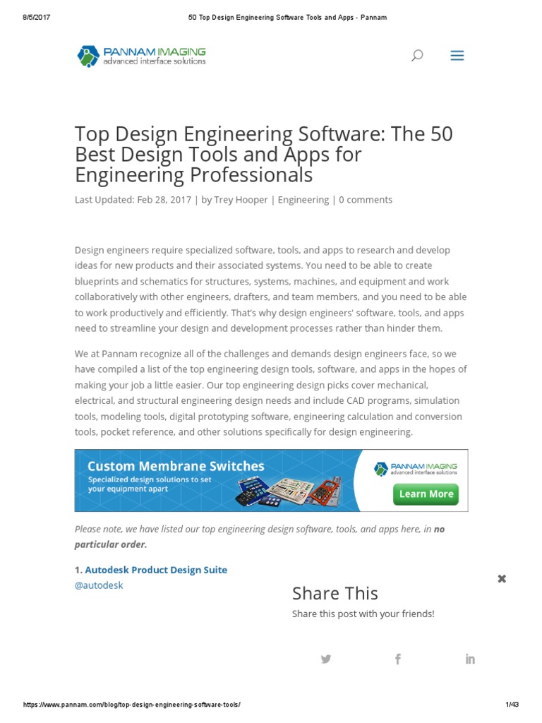50 Top Design Engineering Software Tools and Apps - Pannam | PDF ...
