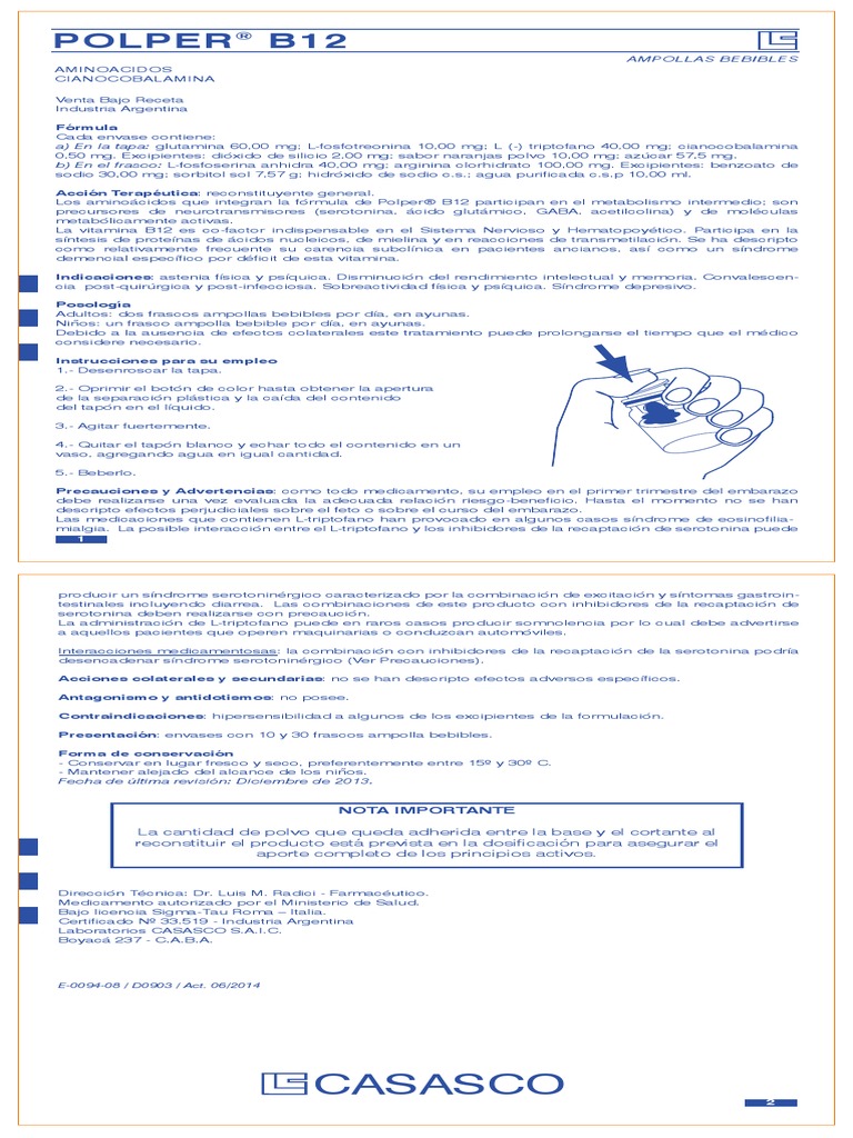 Instruccion Polper B12 | PDF | Serotonina | Inhibidor selectivo de la ...