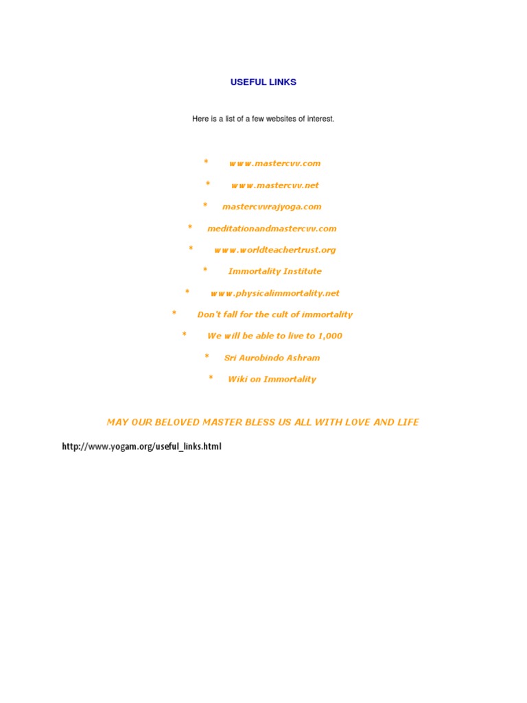 Useful Links Master CVV Yoga | PDF