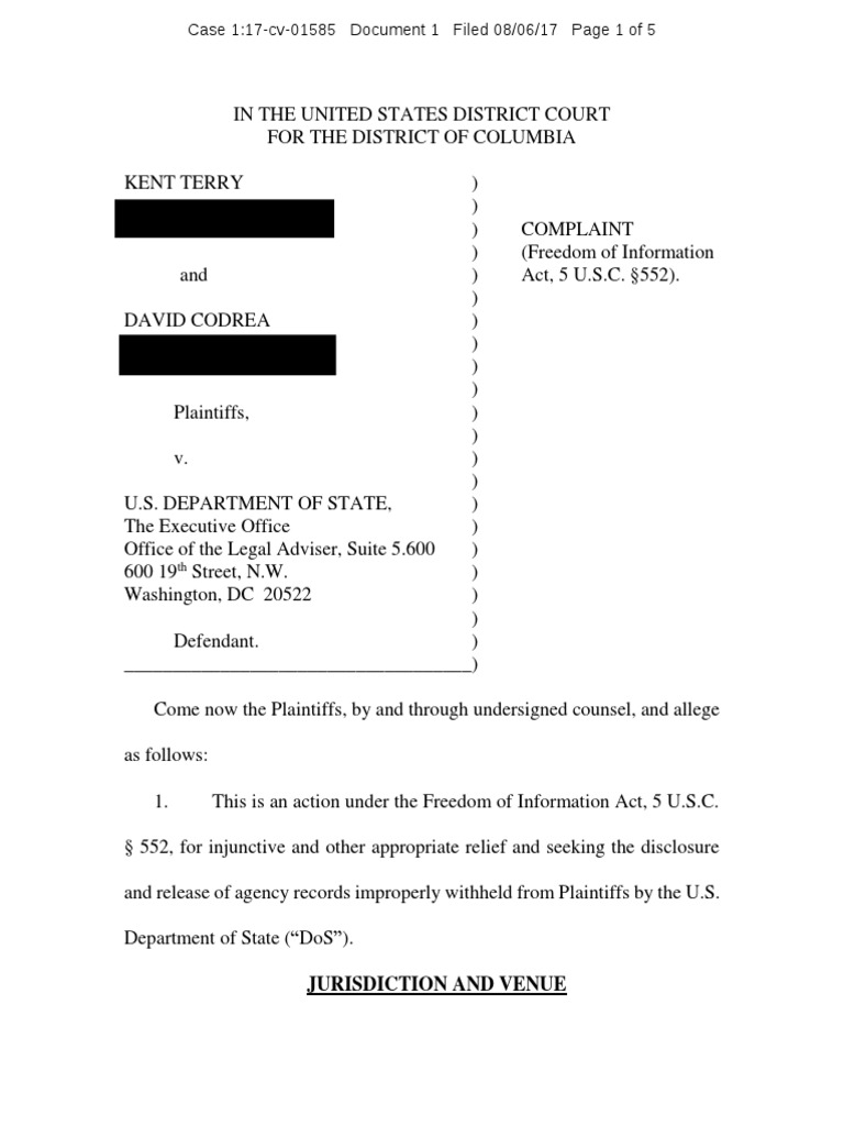 Redacted Complaint | PDF | Freedom Of Information Act (United States ...